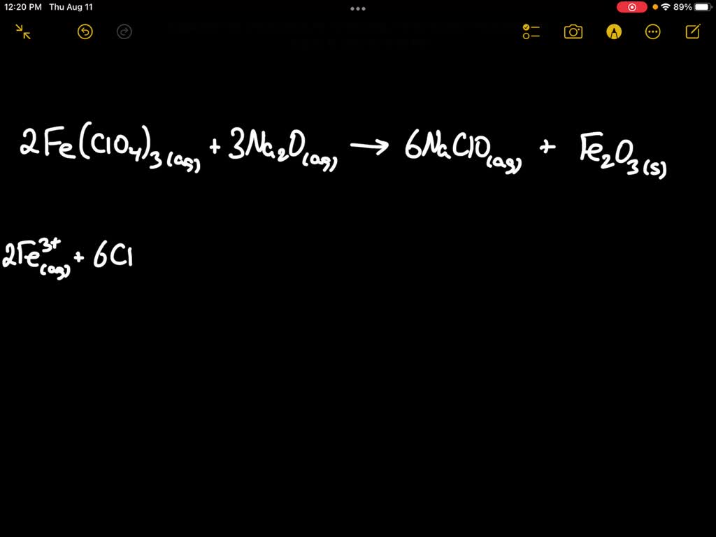 SOLVED: What is the net ionic equation for the aqueous phase reaction of iron (III) perchlorate ...