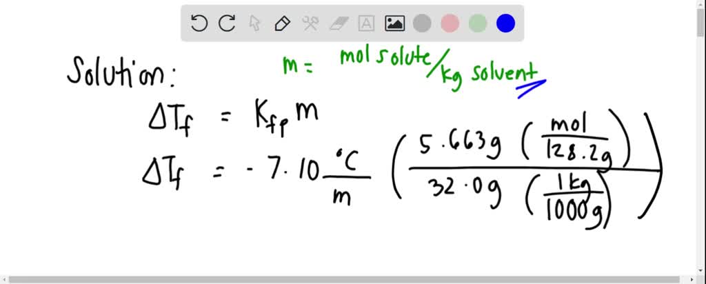SOLVED: What is the freezing point of a solution containing 5.663 grams ...
