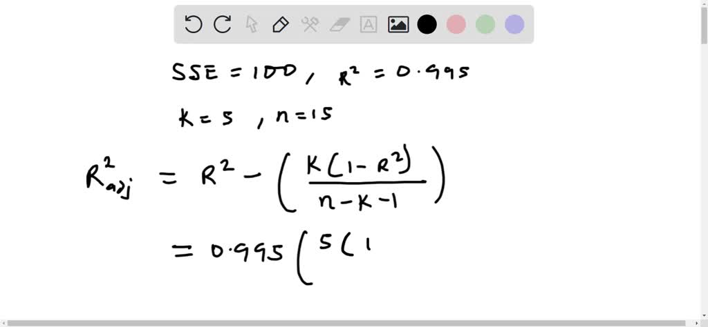 In a regression model, the following statistics are given: SSE = 100, R^2 = 0.995, k = 5, n = 15 ...