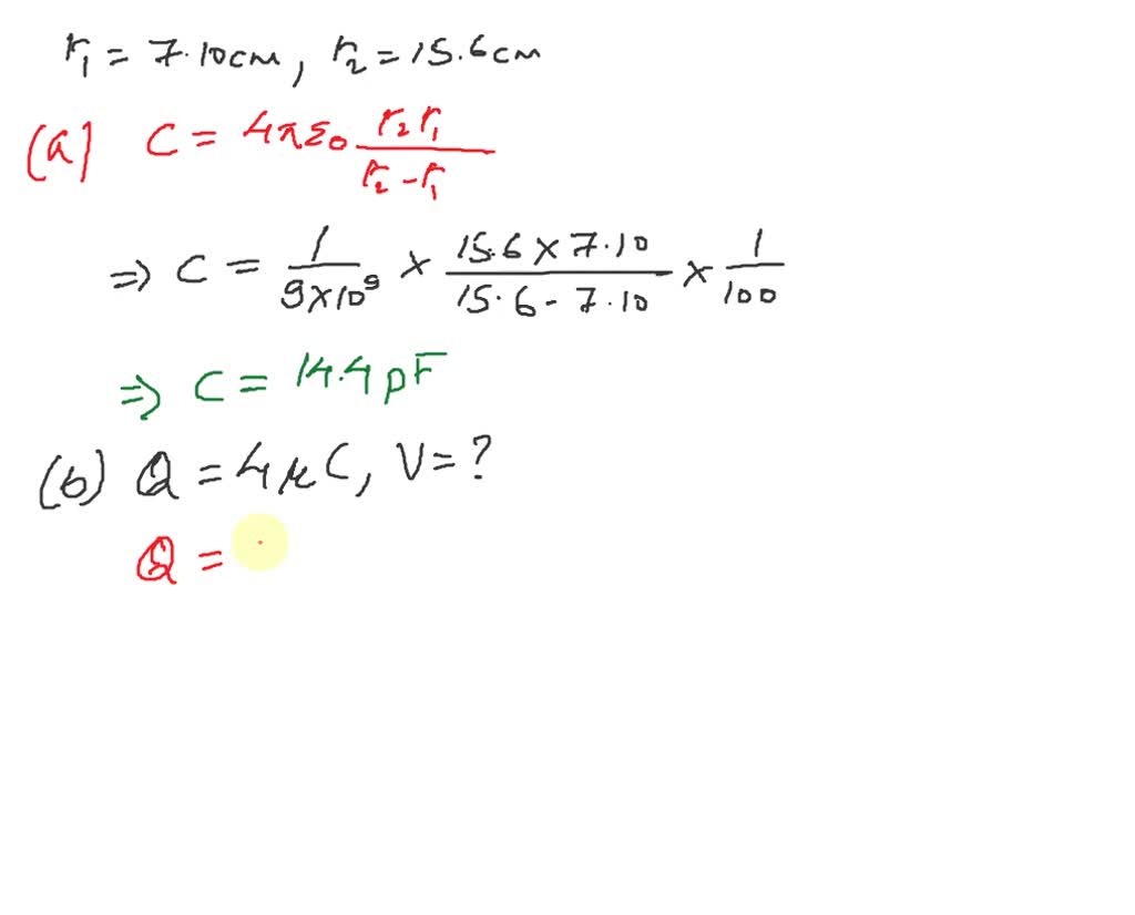 SOLVED: An ait-filled spherical capacitor constructed with an Inner ...