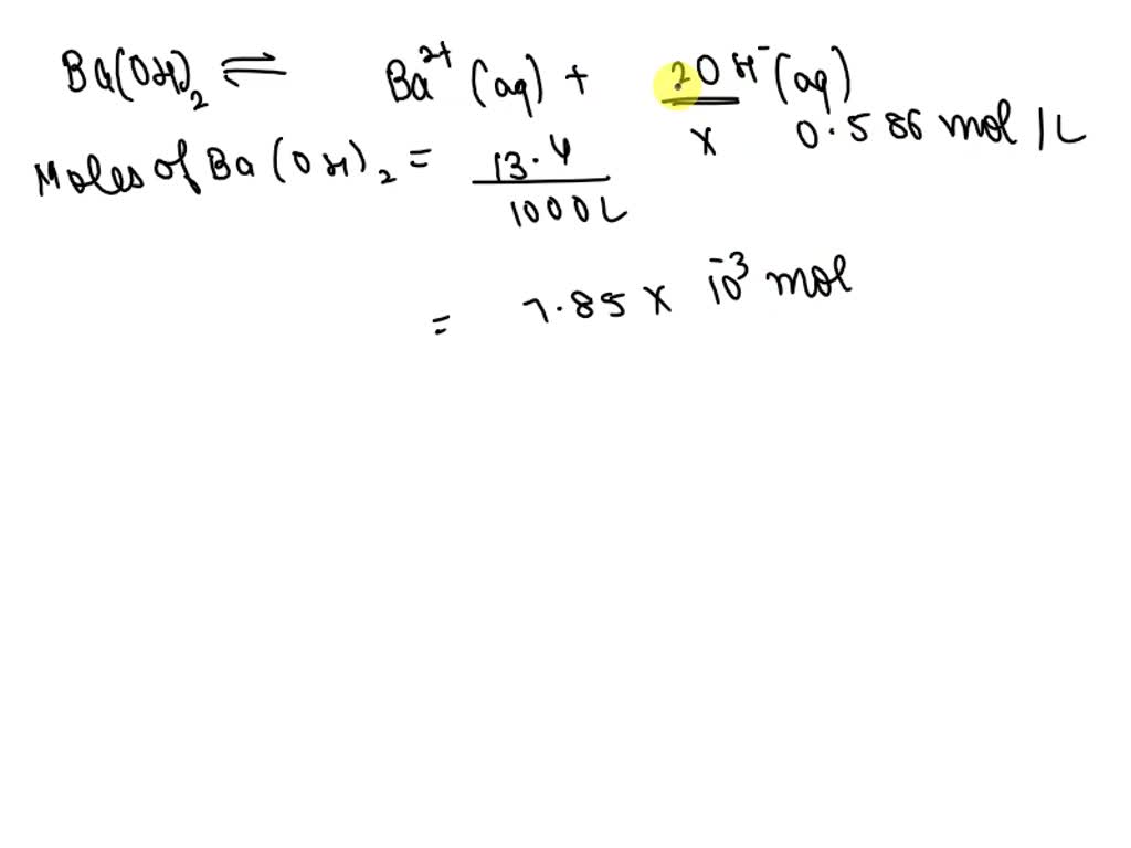 SOLVED: Consider a 0.586 M aqueous solution of barium hydroxide, Ba(OH)2 (aq). How many grams of ...