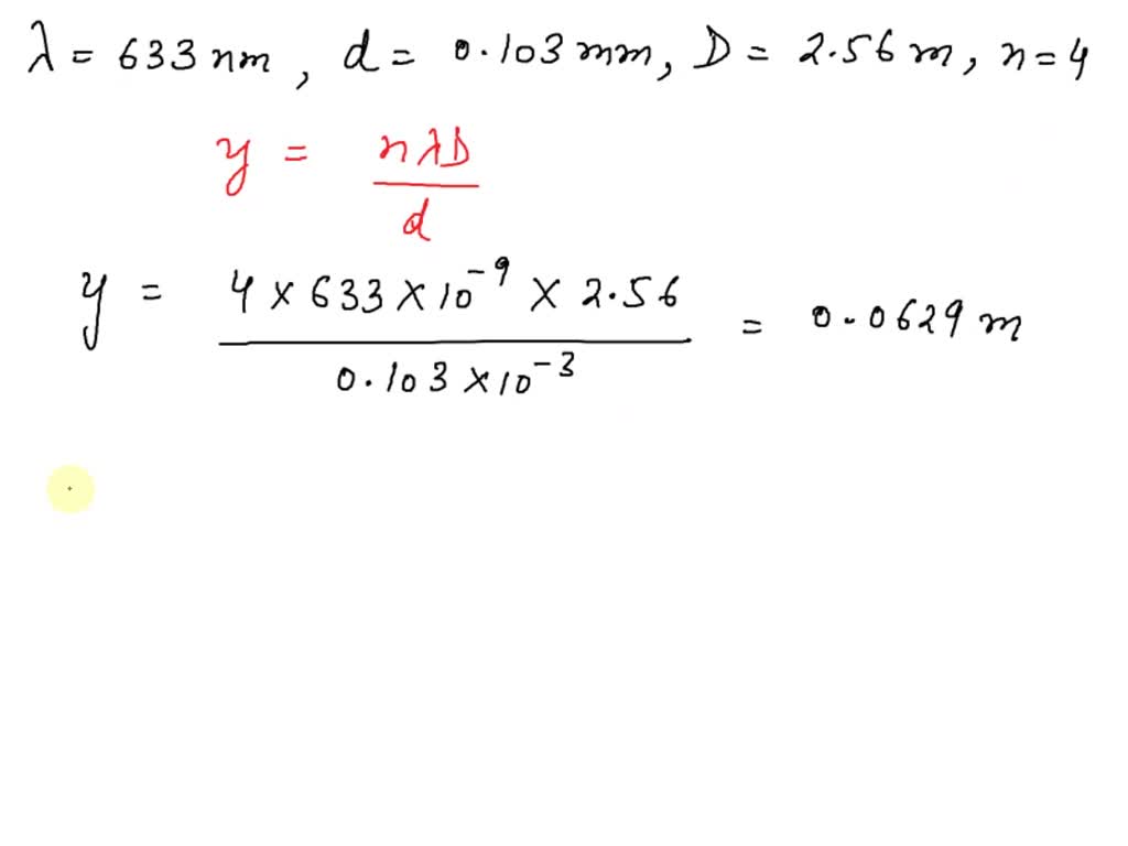 SOLVED: Coherent light of wavelength 633 nm from a He-Ne laser falls on a double slit with a ...
