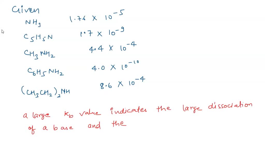 SOLVED: Which of the following bases is the strongest? The base is ...