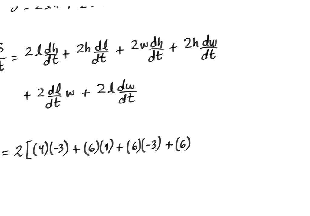 SOLVED: The length ℓ, width w, and height h of a box change with time. At a certain instant the ...