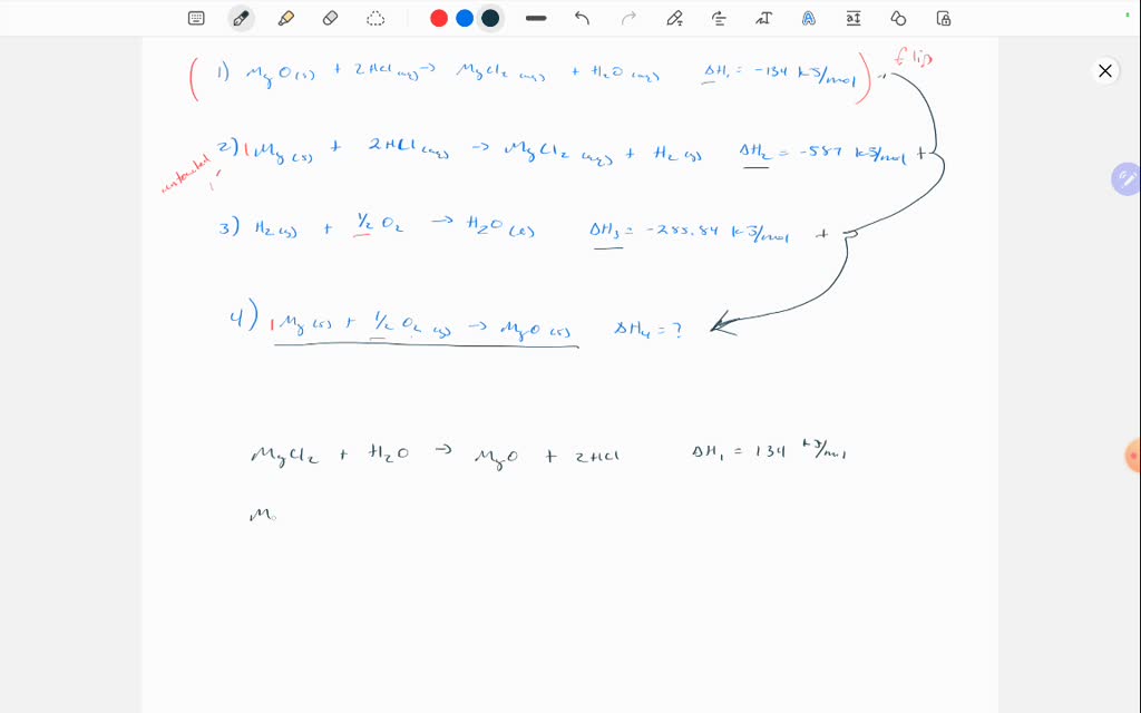 SOLVED: Using these molar enthalpy values: (1) MgO(s) + 2 HCl(aq) â†’ MgCl2(aq) + H2O(aq) Î”H1 ...