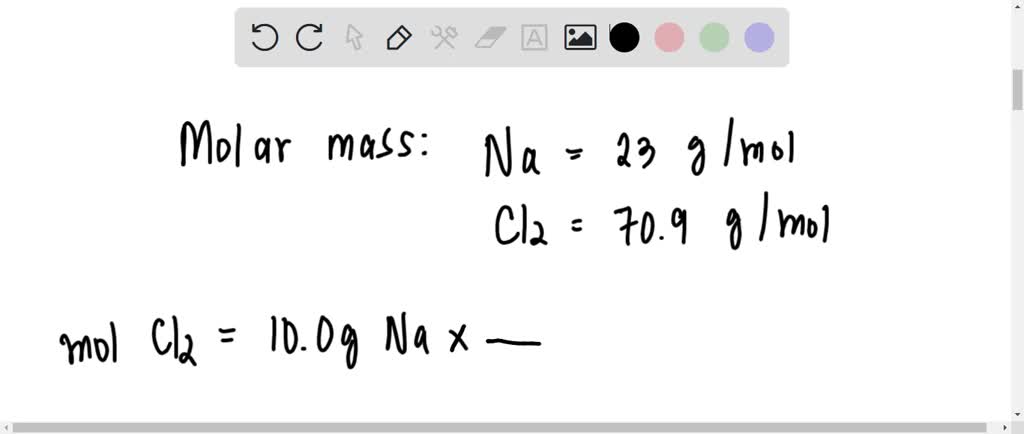 SOLVED: Determine the number of moles and the mass of chlorine, Cl2 ...