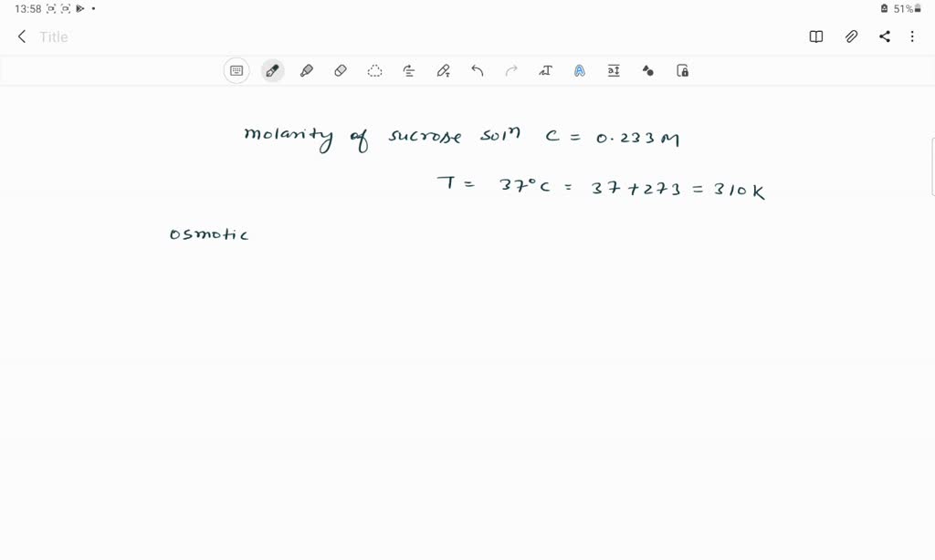 Calculate the osmotic pressure If a decimolar solution of the sucrose ...