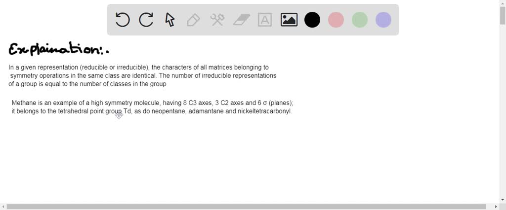 SOLVED: for methane CH4 Reducible and Irreducible representation ...