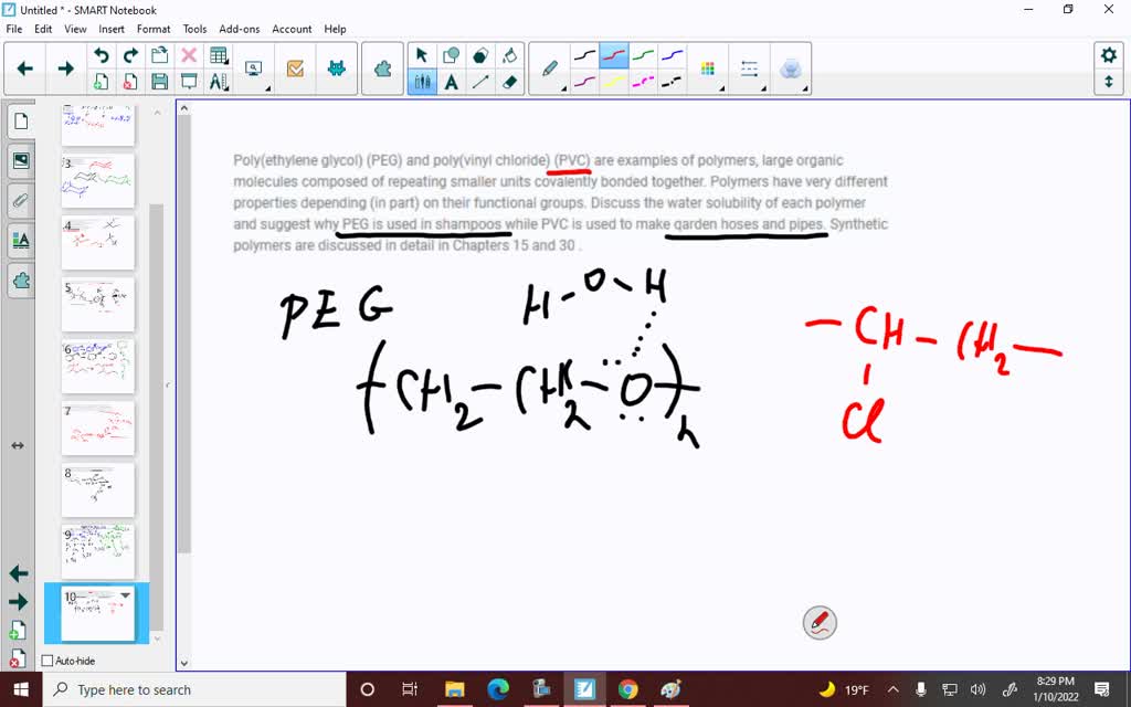 SOLVED: Poly(ethylene glycol) (PEG) and poly(vinyl chloride) (PVC) are ...