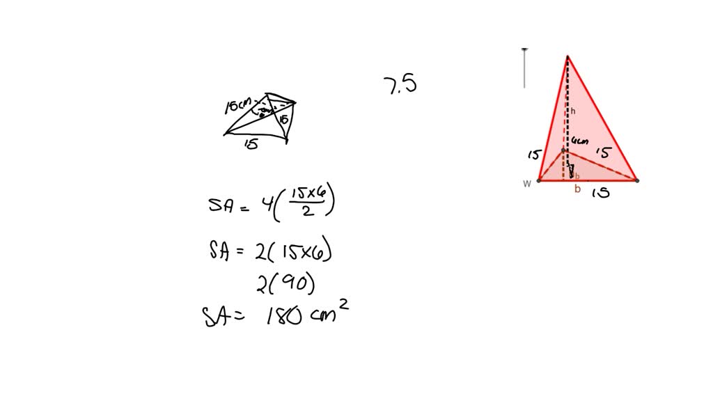 SOLVED: A regular triangular pyramid has slant height 6 cm and base ...