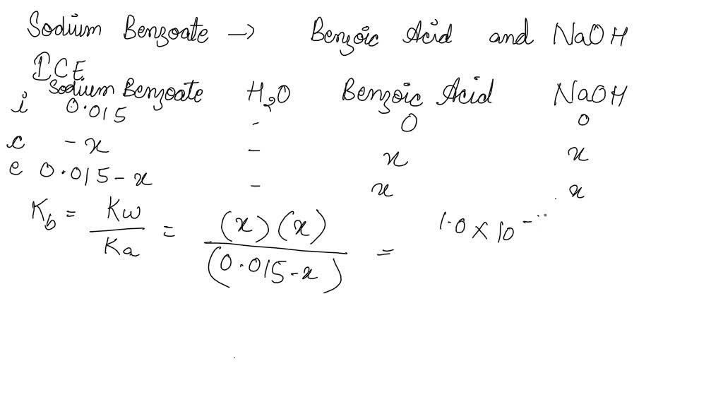 SOLVED: 'How does the pH affect the precipitation of benzoic acid from sodium benzoate: Explain ...
