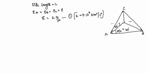 3. 2.3A Charge Triangle Three negative charges with charge...