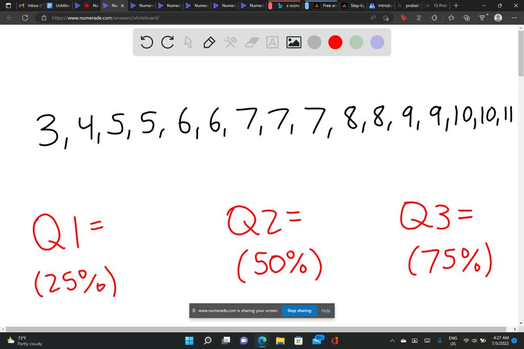SOLVED: How do I calculate the quartiles for this problem? I have the ...