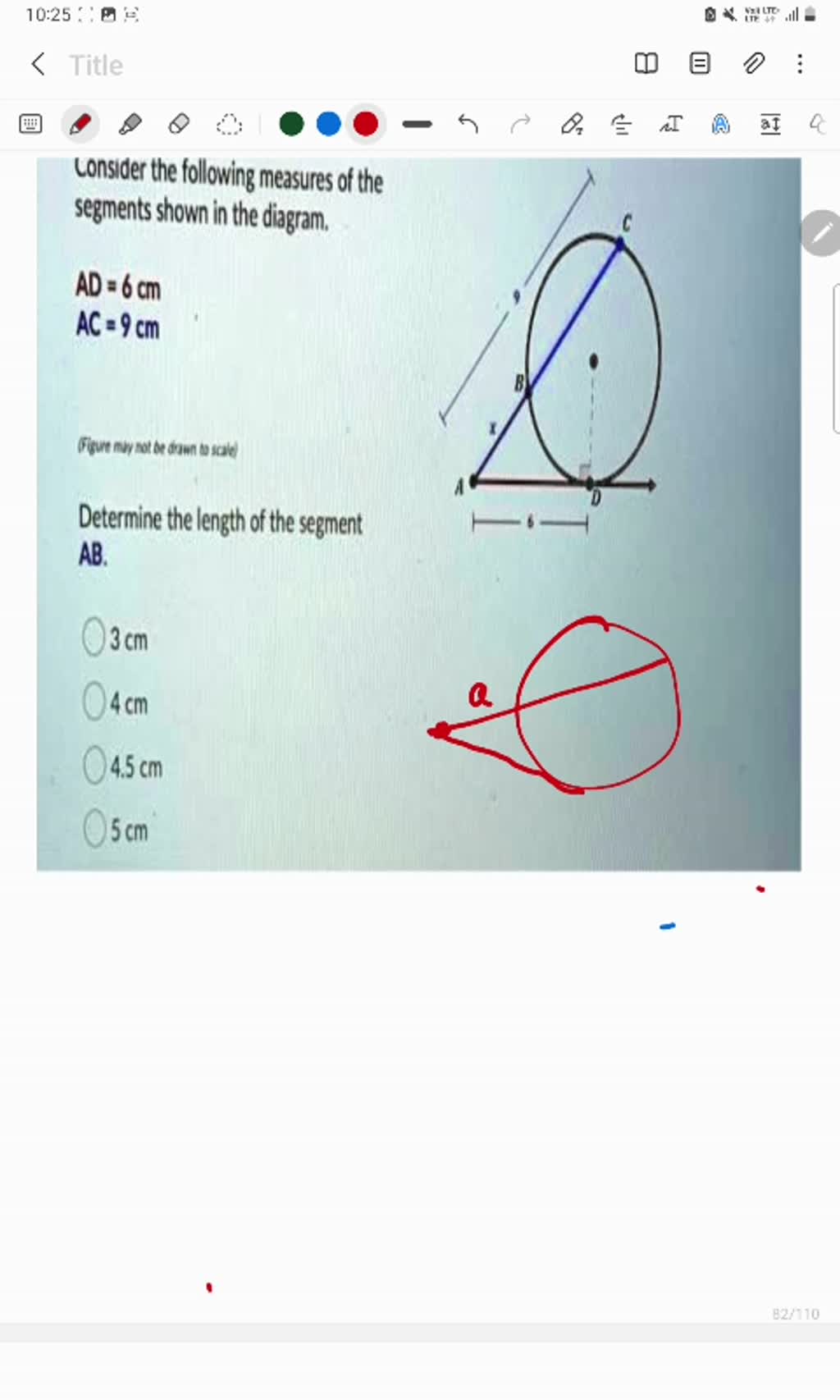 SOLVED: Consider the following measures of the segments shown in the diagram. AD = 6 cm, AC = 9 cm.