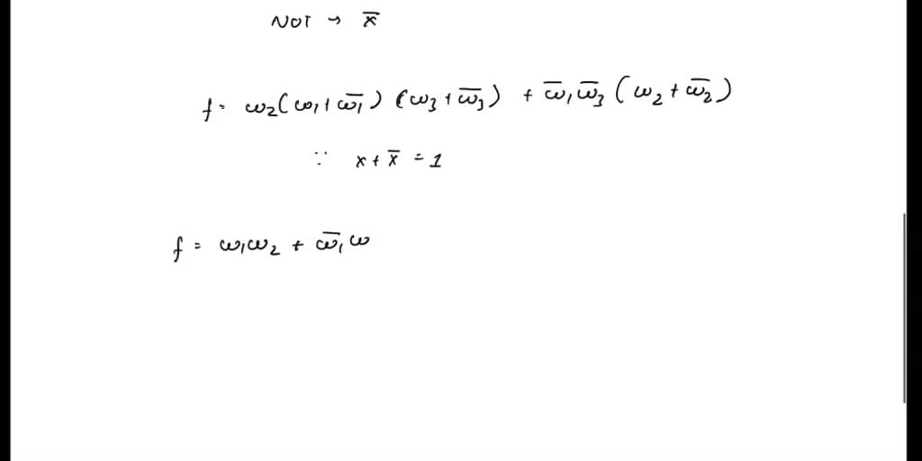SOLVED: Consider the function f = w^2 + w1'w3'. Show how repeated application of Shannon's ...