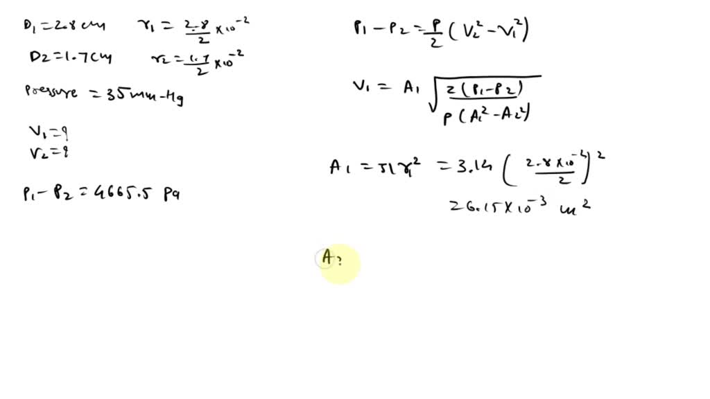 SOLVED: PART A: Find the flow velocity measured by a venturi meter ...
