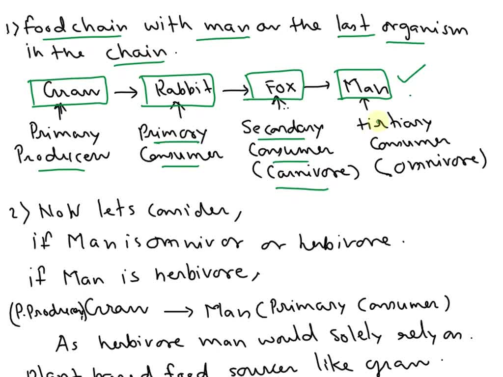 SOLVED: Depict a food chain showing man as the last organism in the ...