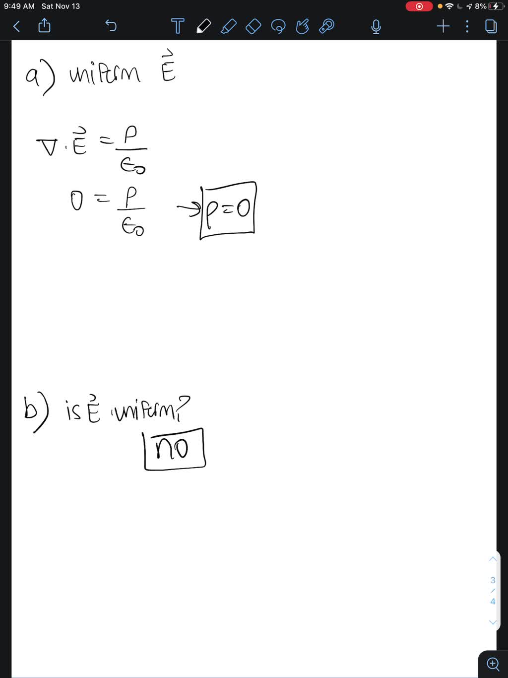 Solved 22 11 In A Certain Region Of Space The Electric Field E Is