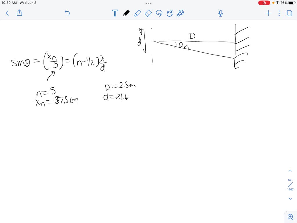SOLVED: A student performs Young's double-slit experiment using a slit ...