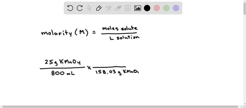 SOLVED: Calculate the molarity of a solution prepared by dissolving 25 grams of potassium ...