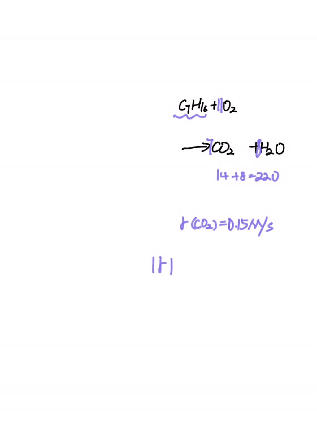 SOLVED: In the reaction of C7H16 + O2 = CO2 + H2O, the rate of ...