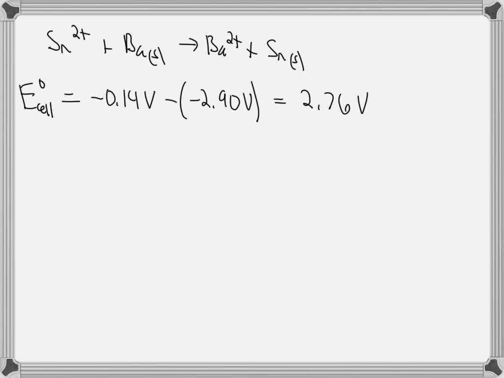 SOLVED: A galvanic cell at a temperature of 25.0 C is powered by the ...
