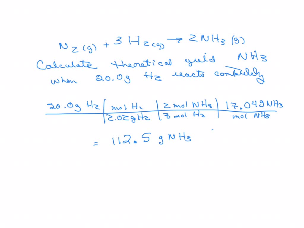 SOLVED: Calculate the amount in grams of NH3 (theoretical yield) that ...