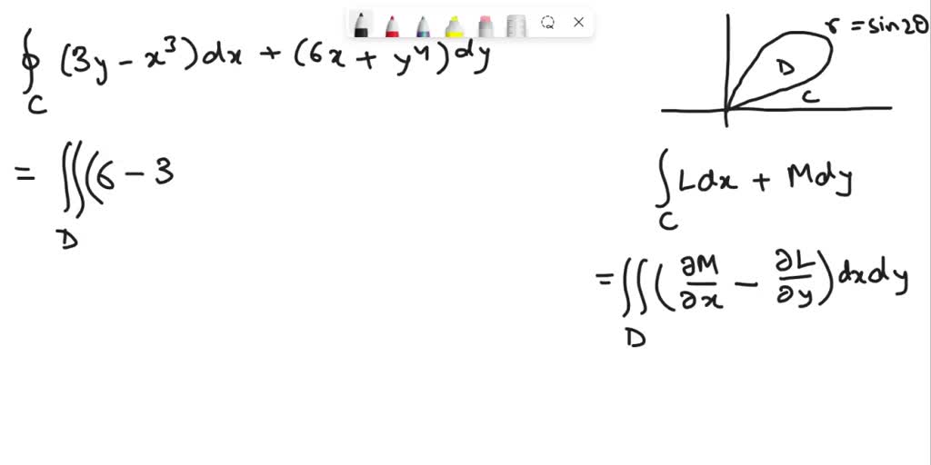 SOLVED: Q.2 Verify Green's Theorem for (6M) 3y dx + 2x dy Where € is ...