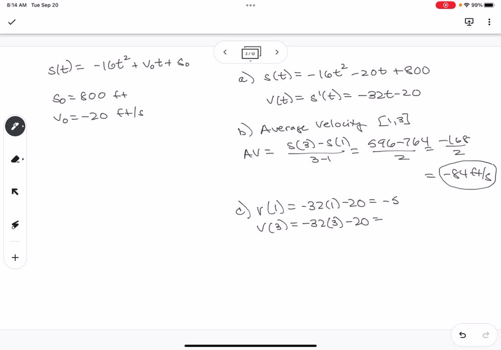 Solved Use The Position Function S T 16t 2 V0t S0 For Free