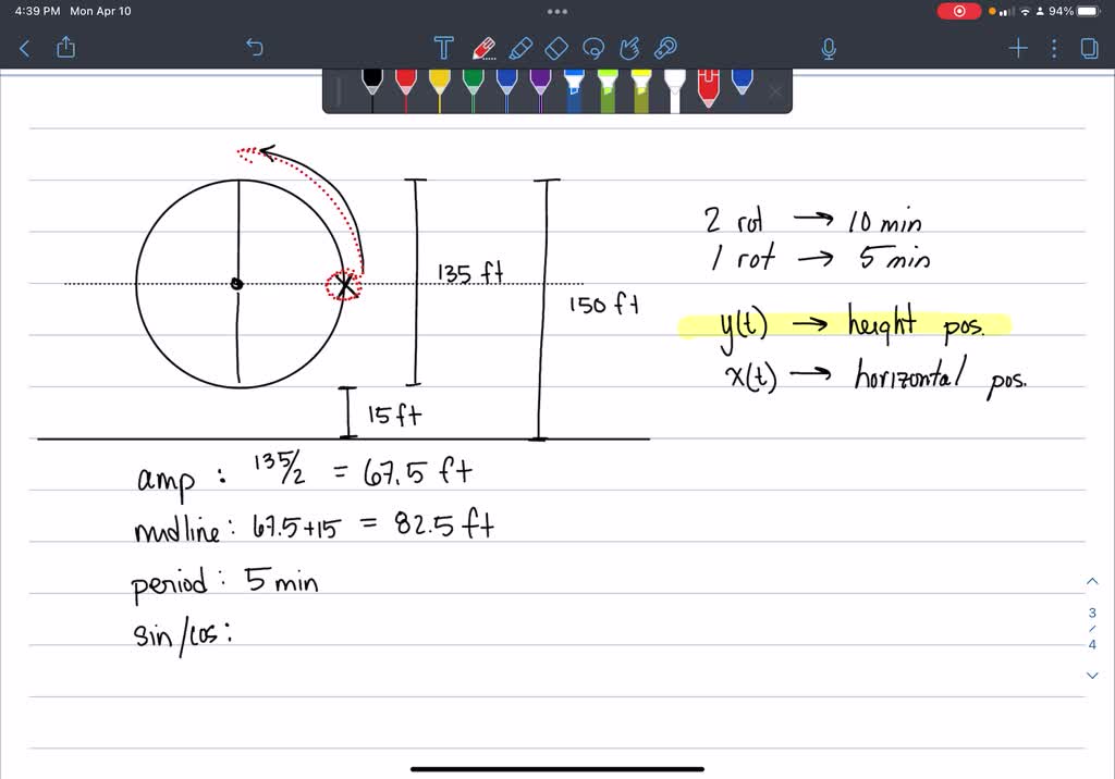 SOLVED: A Ferris Wheel has a diameter of 135 feet and a maximum height ...