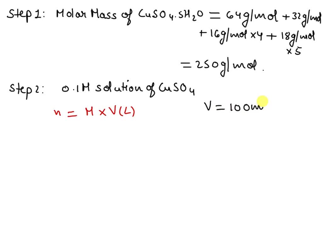 SOLVED: 1) How many grams of copper(II) sulfate pentahydrate (CuSO4·5H2O) are needed to prepare ...