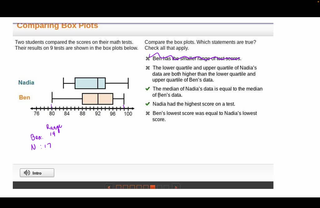 SOLVED: Two students compared the scores on their math tests. Their ...