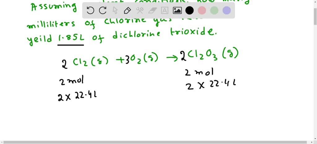 SOLVED: Assuming constant conditions, how many milliliters of chlorine ...