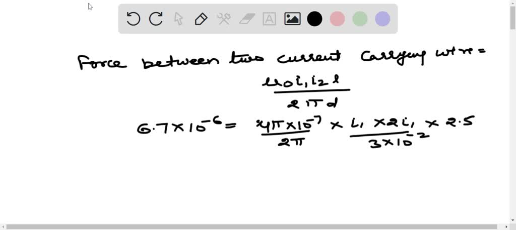SOLVED: 5c) Problem amp;: Consider two long wires with current I1 = 6.2 ...