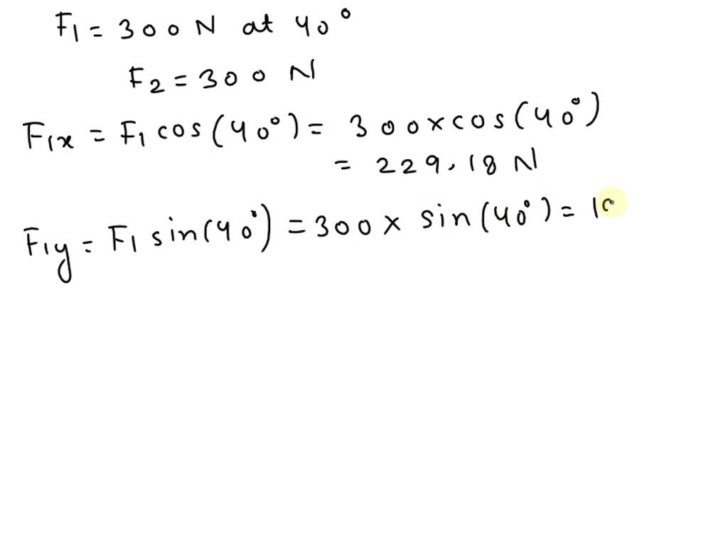 Problem 1 Two Forces Act On The Hook Determine The Magnitude Of The Resultant Force Using The