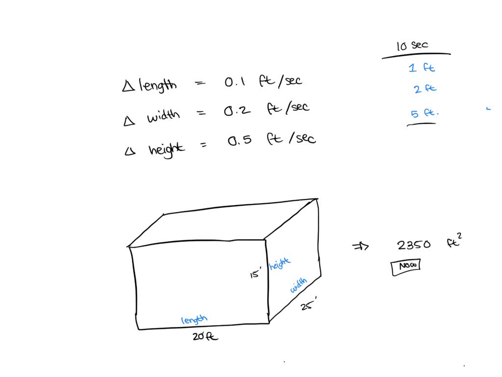 SOLVED: (b) if the length, width, and height are increasing at a rate ...