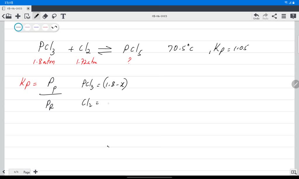 SOLVED: The gas-phase dissociation of phosphorus pentachloride to the trichloride has Kp = 3.60 ...