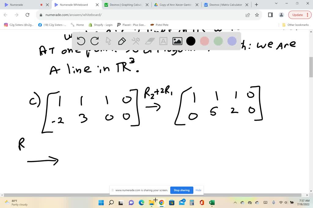 SOLVED: (a) Find a homogeneous linear system of two equations in three unknowns whose solution ...