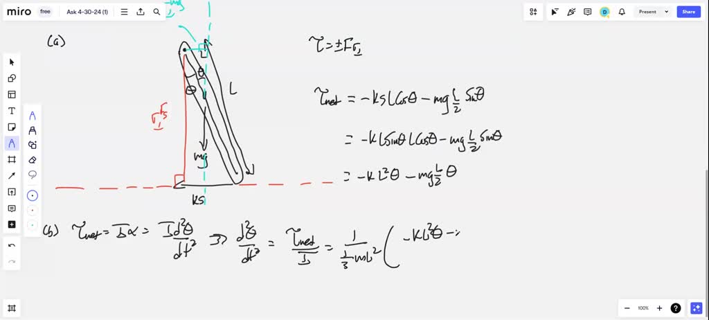 The diagram below shows a uniform rod of length L and mass m pivoted at ...
