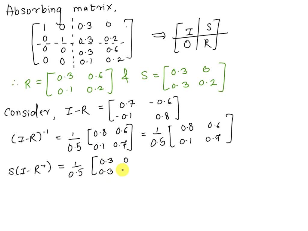 Solved The Given Matrix Is An Absorbing Stochastic Matrix In Standard