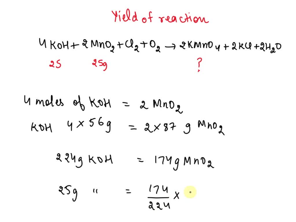 SOLVED: Consider the balanced chemical reaction: 4KOH + 2MnO2 + Cl2 ...