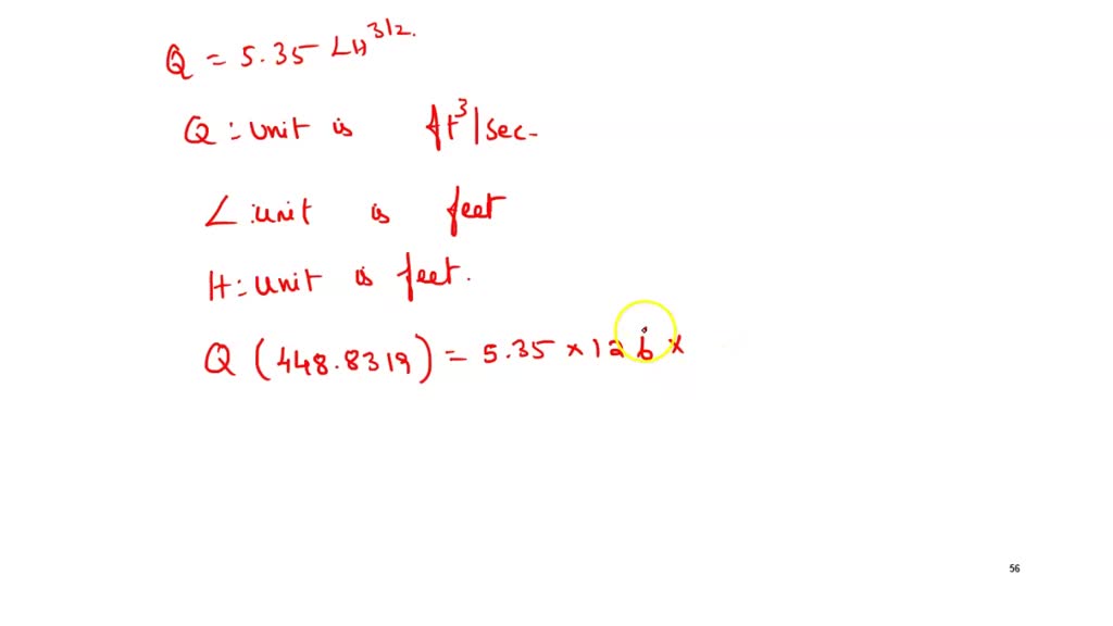 SOLVED: Pair Exercise 1 The flow of water over a weir can be computed By: Q = 5.3SLH3/2 1 gallon ...