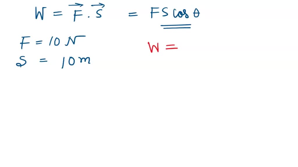 SOLVED: A force of 10N displaces on object by 10m.If work done is 50J ...