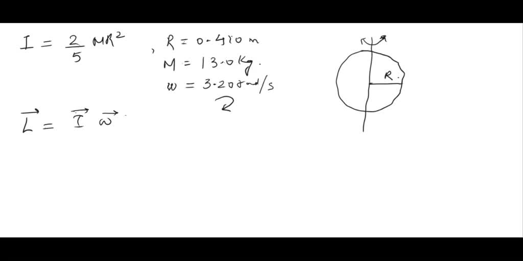 SOLVED: A uniform solid sphere of radius r = 0.410 m and mass m = 13.0 kg turns clockwise about ...