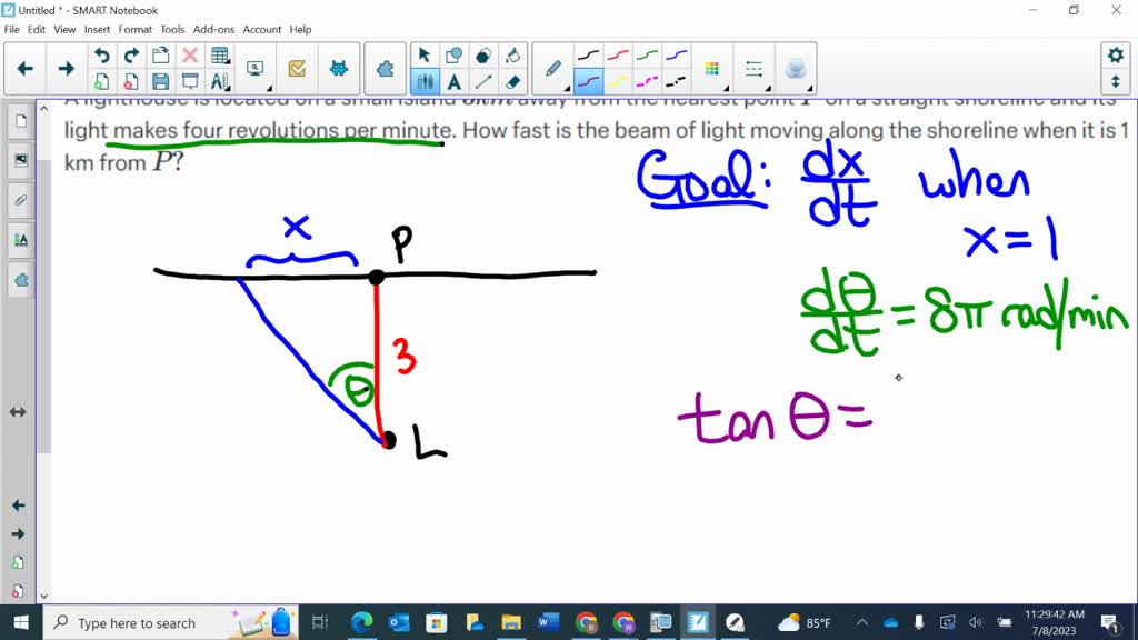 SOLVED: A lighthouse is located on a small island 3 km away from the ...
