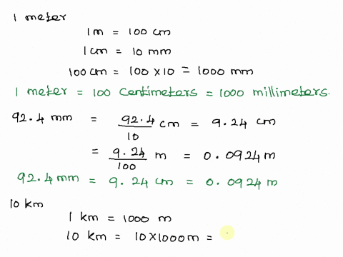Match each metric measurement on the left with an equivalent...