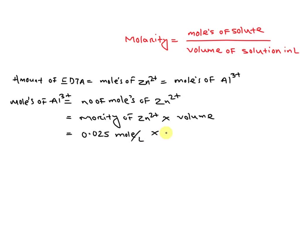 SOLVED: Analysis of Aluminum in a Mixture by Solvent Extraction and EDTA Titration. *the amount ...