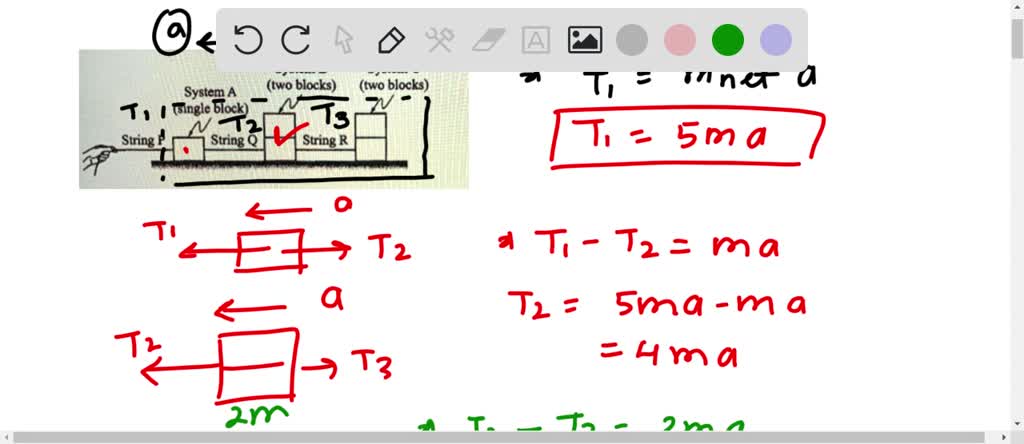 Five identical blocks each of mass m are pulled across a table as shown ...