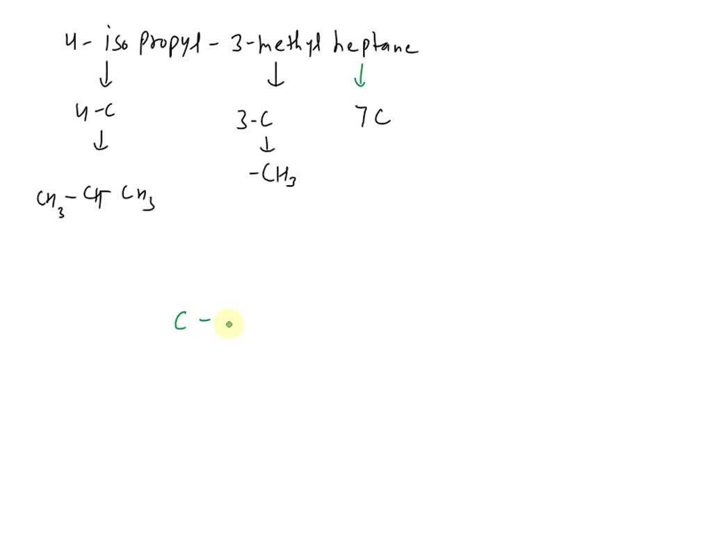 SOLVED: Draw the condensed structural formula for 4-isopropyl-3-methylheptane.