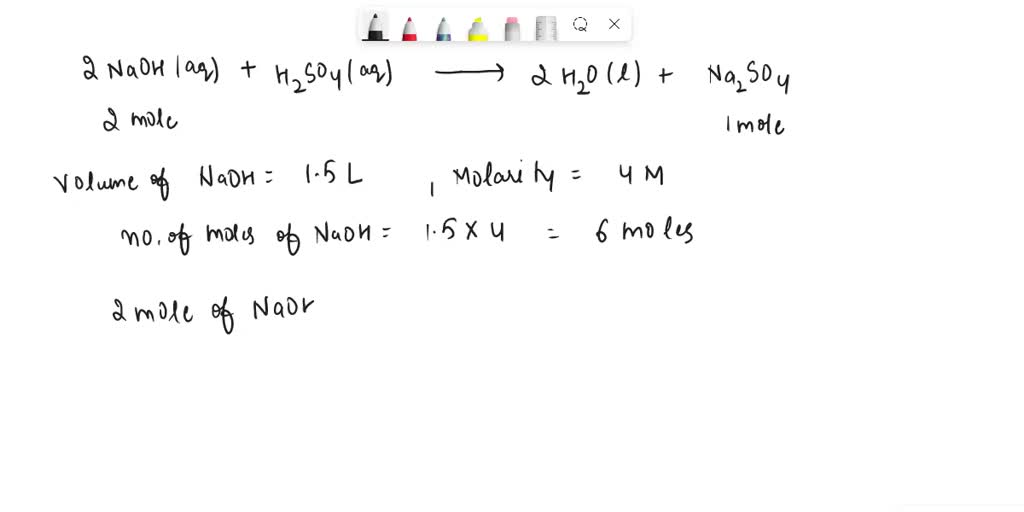 SOLVED: How many grams of sodium sulfate will be formed if you start with 1.50 L of a 4.0 M ...